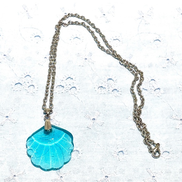 Jewelry | Shell Shaped Turquoise Glass Necklace | Poshmark